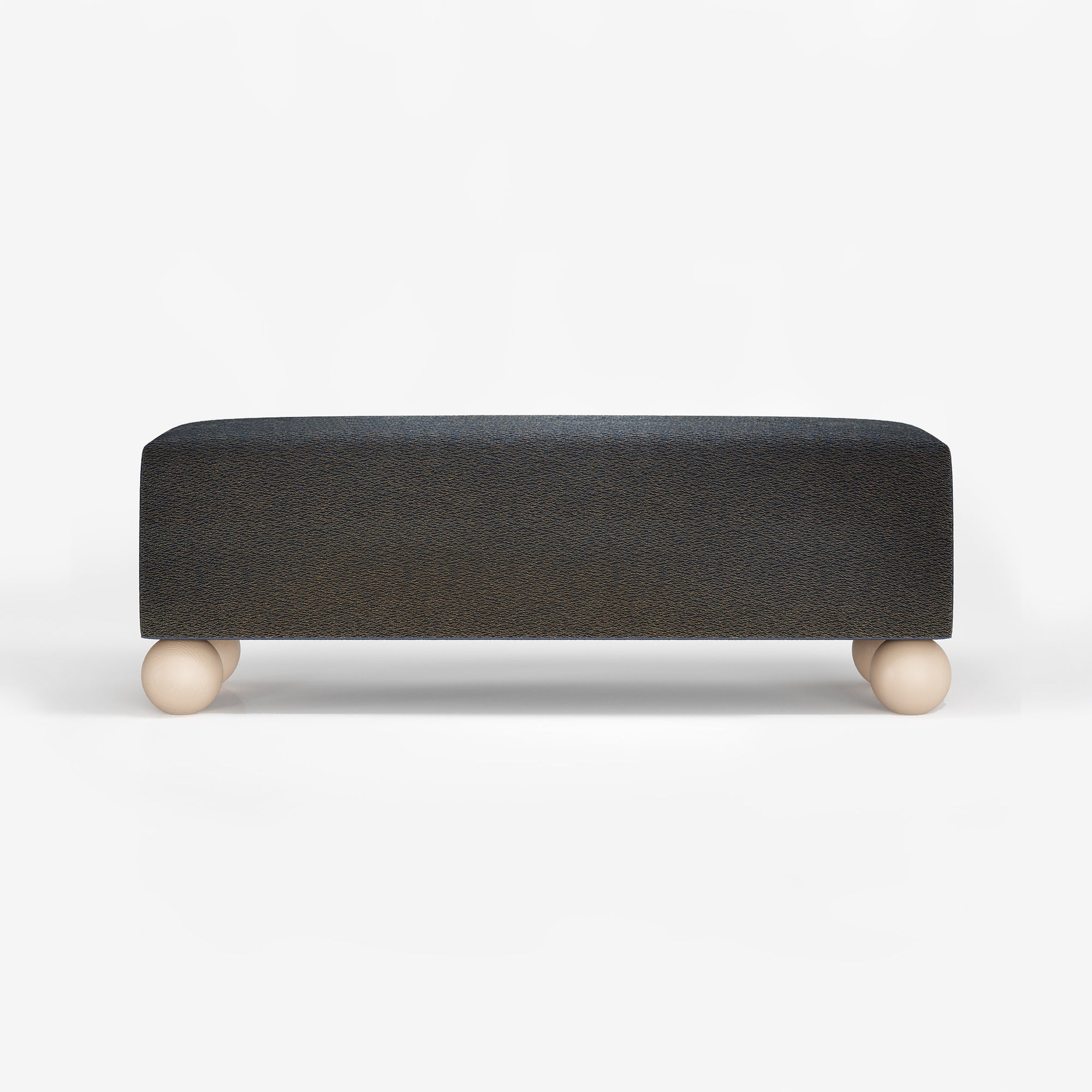 The Chenille Upholstered Bains Bench with Spherical Feet